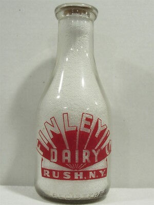 TRPQ Milk Bottle Finley Finley's Dairy Rush NY MONROE CO 1945 Looking 4 ...