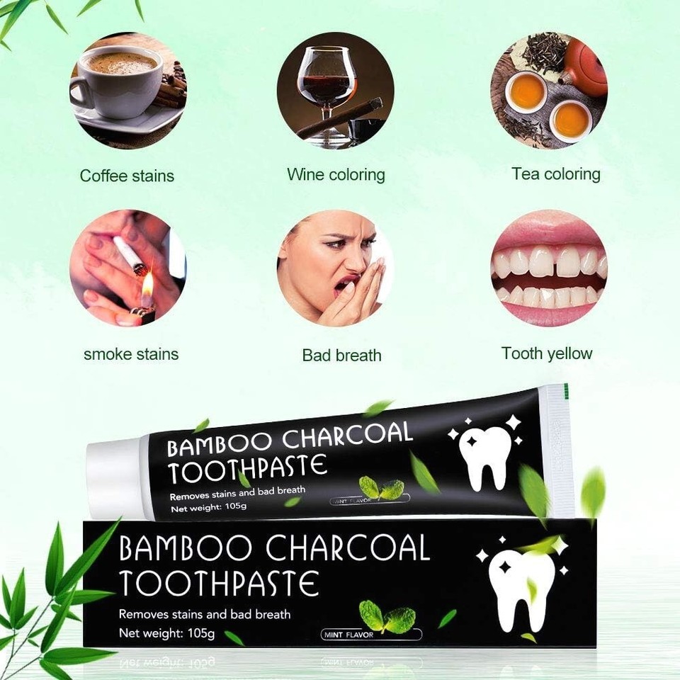 FLUORIDE FREE MINT TOOTHPASTE Natural Bamboo Activated Charcoal Teeth ...
