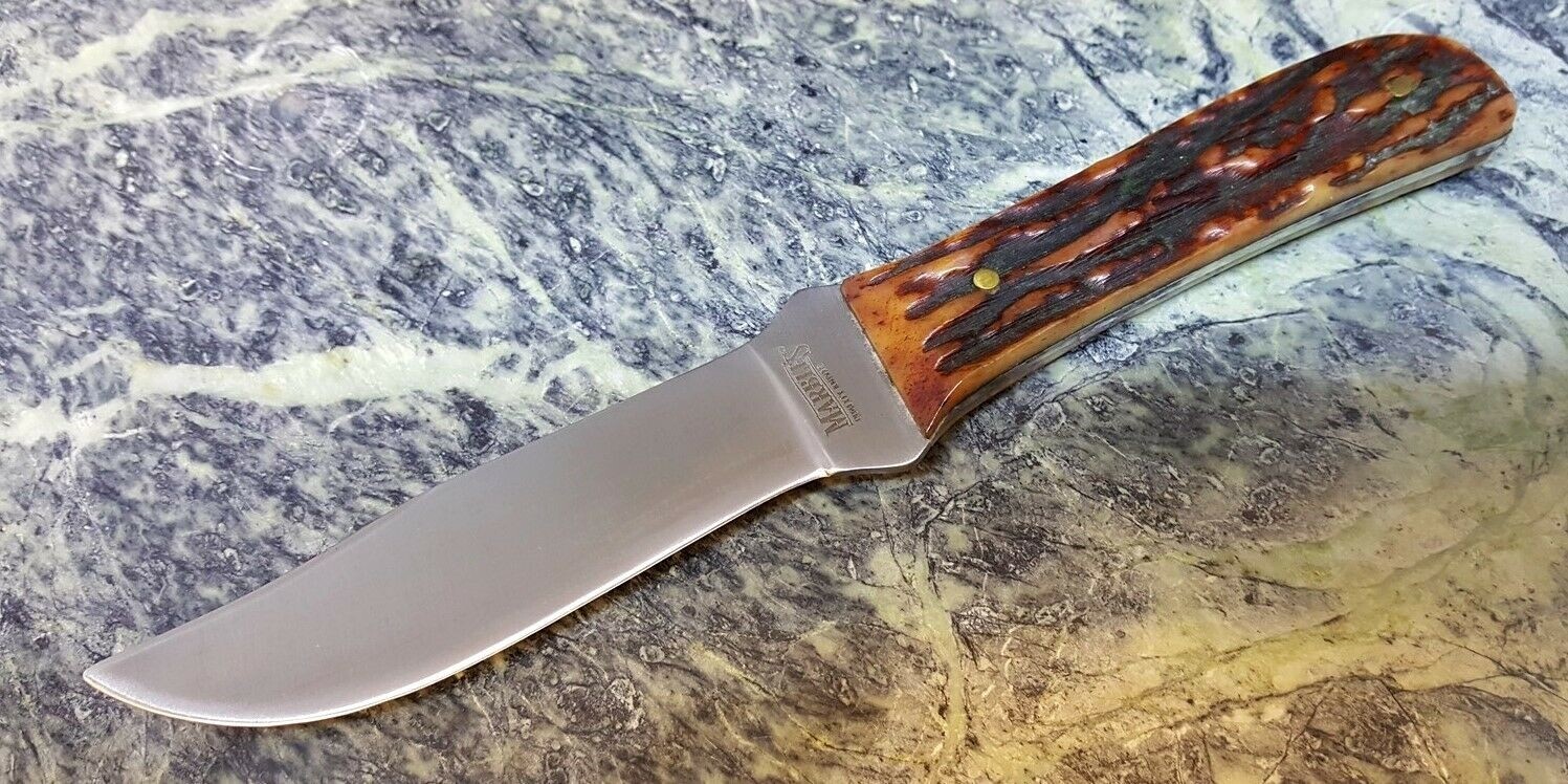 Marbles Hunting Knife Stag Bone Handle Fixed Blade Outers Leather Belt ...