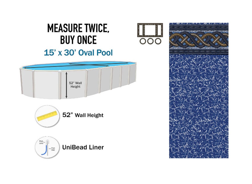 15' x 30' x 52" Oval Unibead Above Ground Swimming Pool Liner - (Choose ...