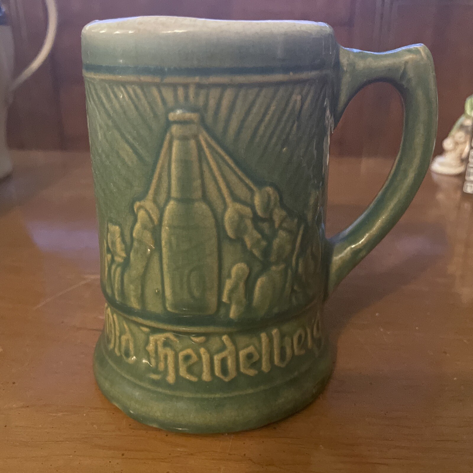 Vintage Blatz Old Heidelberg Mug Green Glazed Pottery Beer Seidel 3 ...