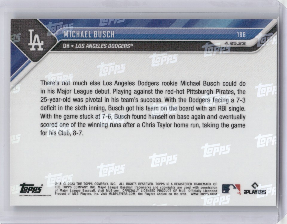 🟪 MICHAEL BUSCH Rookie MLB Debut 2023 Topps Now #186 PURPLE 16/25 ...