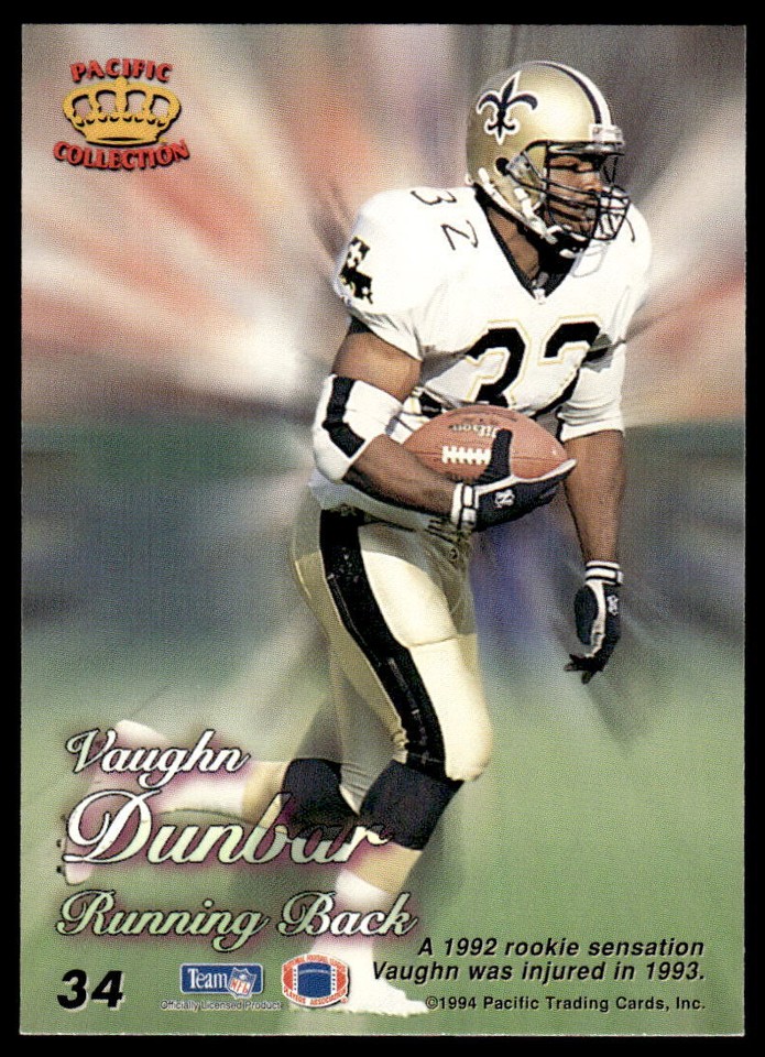 1994 Pacific Prisms #34 Vaughn Dunbar FOOTBALL New Orleans Saints | eBay