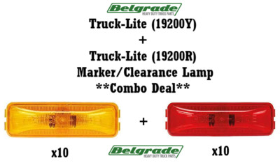 10x Truck-Lite (19200Y) + 10x Truck-Lite (19200R) Marker/Clearance Lamp ...