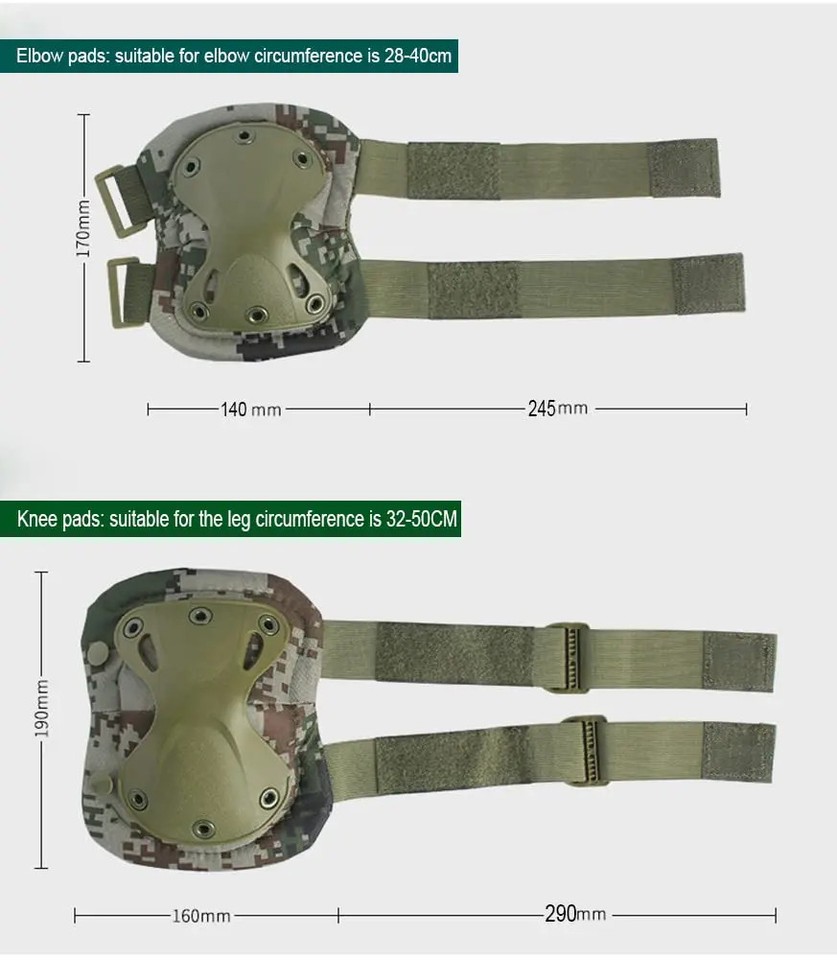 Tactical Combat Knee & Elbow Protective Pads Set for Outdoor CS ...