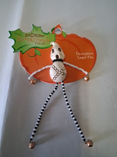 Janelle Berryman Pumpkin Seeds Folk Art Decorative Lapel Pin Scared ...