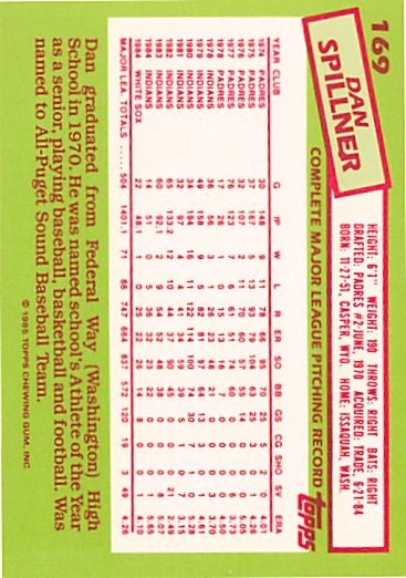 1985 Topps Tiffany #169 Dan Spillner p2s-15051 | eBay