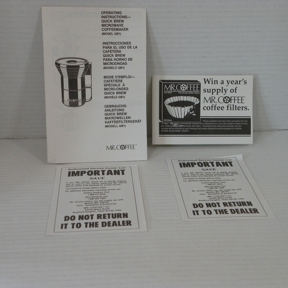 Mr. Coffee Quick Brew QB1 Microwave Coffeemaker w/ 10 oz Travel Mug | eBay