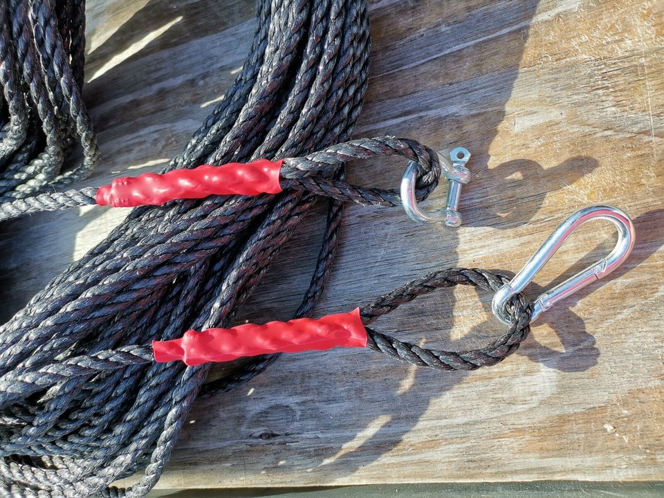 150ft 8mm ANCHOR ROPE BLACK Fishing rib sailing kayak w snap hook & d ...