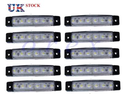 10x White 6 SMD LED Side Markers Lights 12V Caravan Bus Van Truck Lorry ...