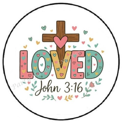 LOVED CROSS RELIGIOUS ENVELOPE SEALS LABELS STICKERS PARTY FAVORS | eBay