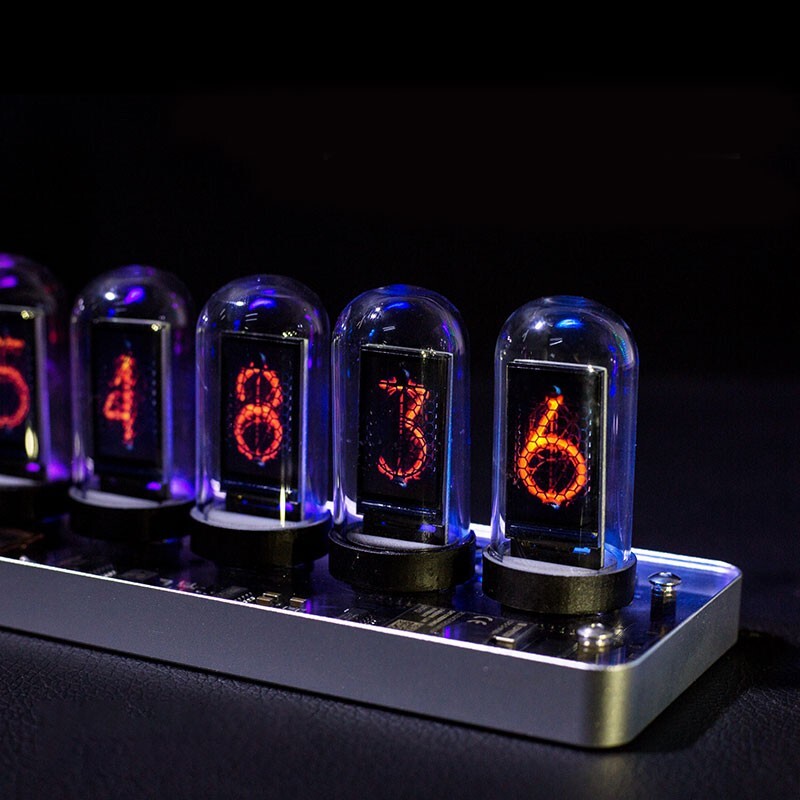 HamGeek IPS RGB Pseudo Glow Tube Clock Desktop Clock Creative ...