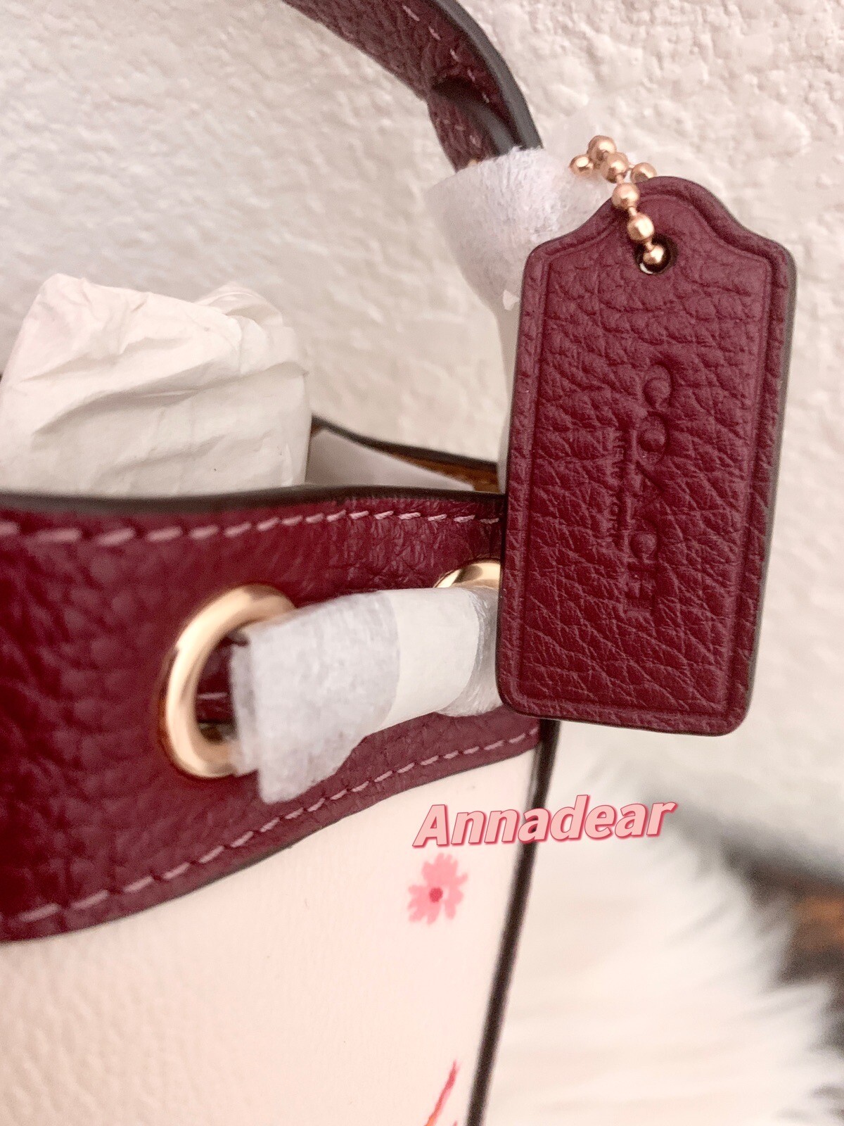 Coach Dempsey Drawstring Bucket Bag 15 With Bow Print In Chalk Wine NWT ...