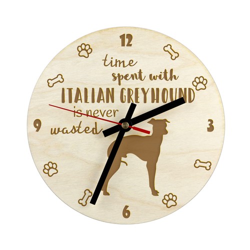 Italian Greyhound plywood clock Art-Dog | eBay