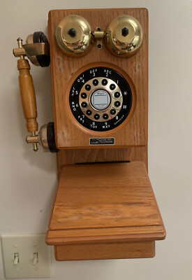 Country Store Telephone Vintage Retro Style Oak Wood Wall Mount Phone ...