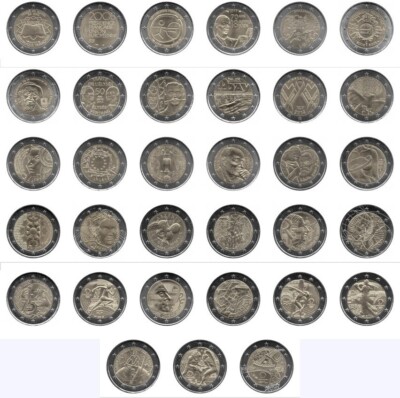 France 2007 - 2024 year full set 2 euro Commemorative coins UNC BU 33 ...