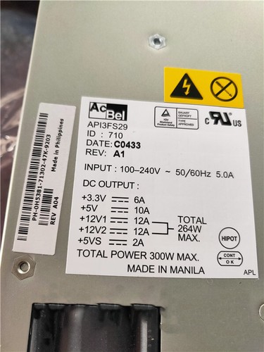 For DELL/EMC AX100/AX150 AX150I power supply PN:071-000-384 0H5381 300W ...