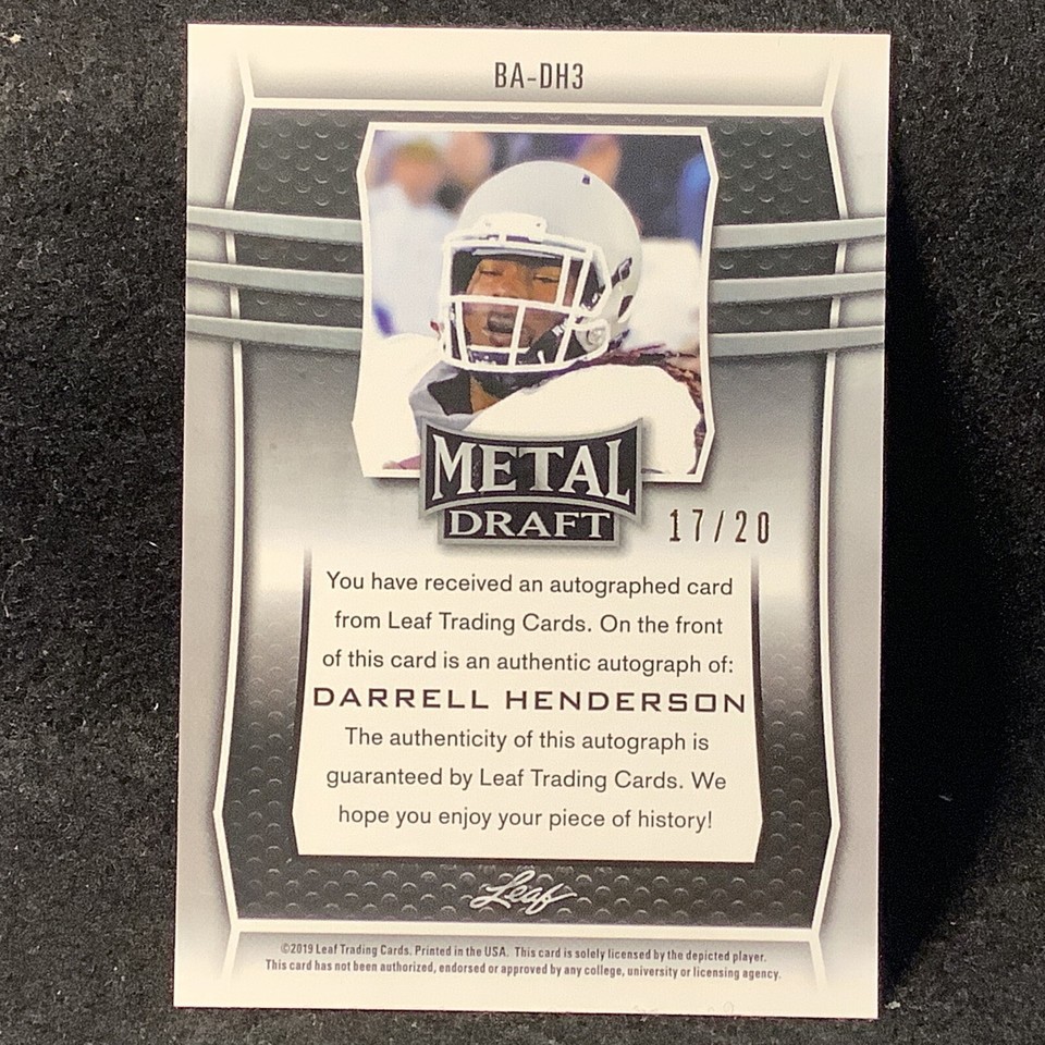 2019 Leaf Metal Draft Pink Darrell Henderson ROOKIE Auto 17/20 Rams X1 ...