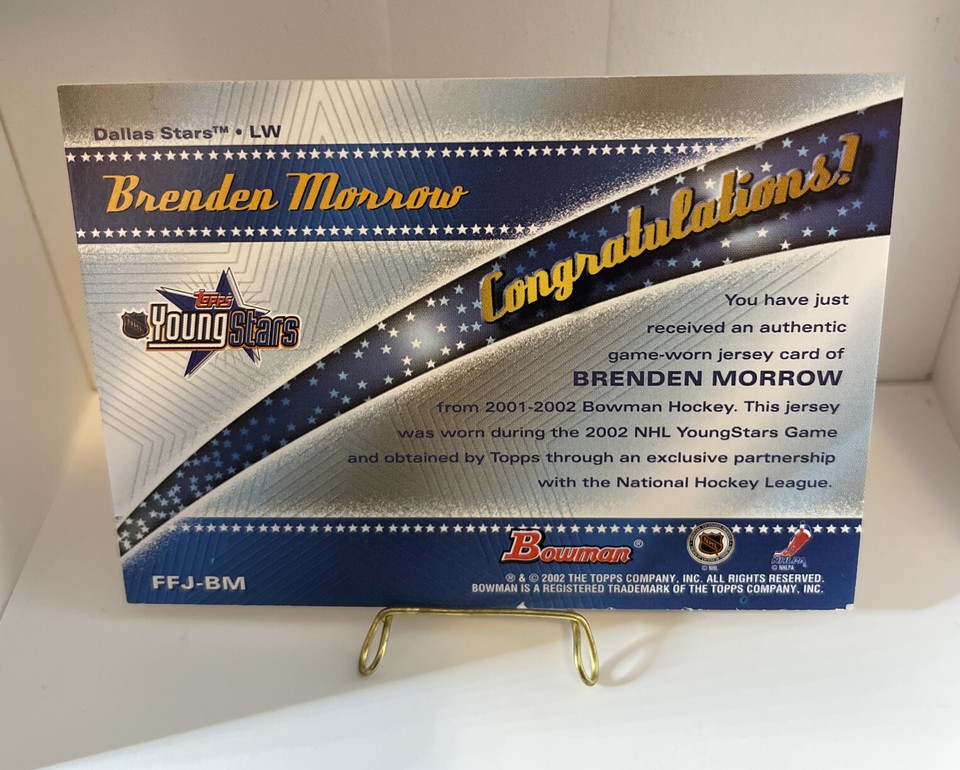 2001-02 BOWMAN YOUNG STARS BRENDEN MORROW GAME USED JERSEY CARD DALLAS ...
