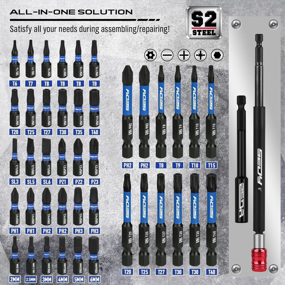 80-Piece Premium Magnetic Impact Nut Driver Set Metric & SAE with ...