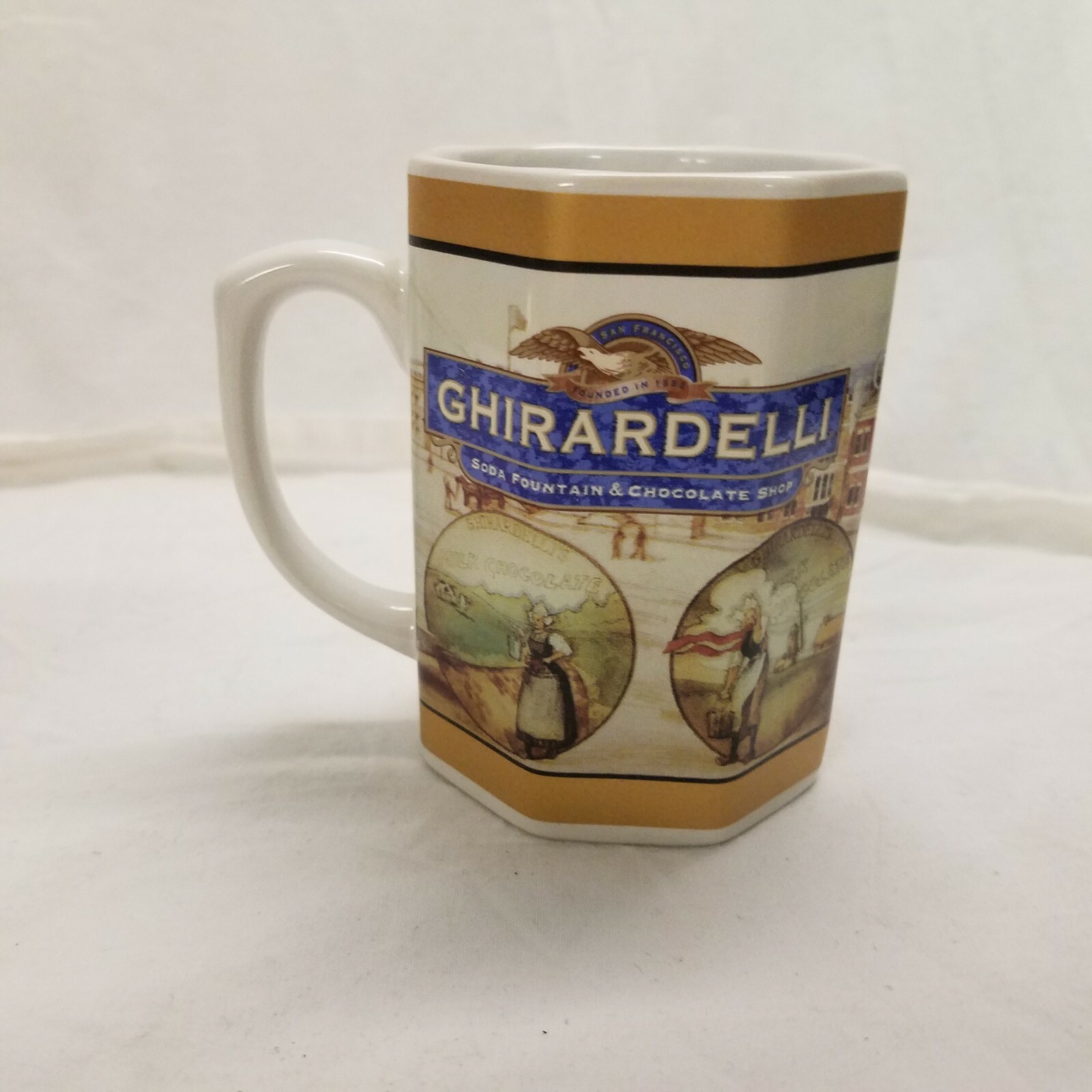 Ghirardelli Coffee Mug Chocolate company soda fountain advertisement ...
