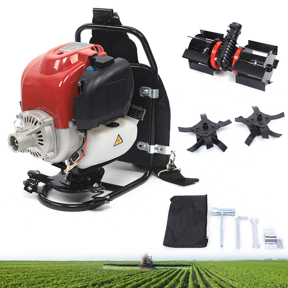 3IN1 Backpack 4-Stroke Cultivator Tiller Lawn Mower Brush Cutter Hedge ...