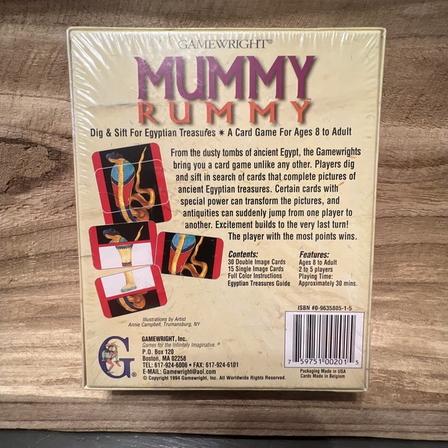 Mummy Rummy 2003 by Gamewright -egyptians Treasures Card Game Ages 8 ...