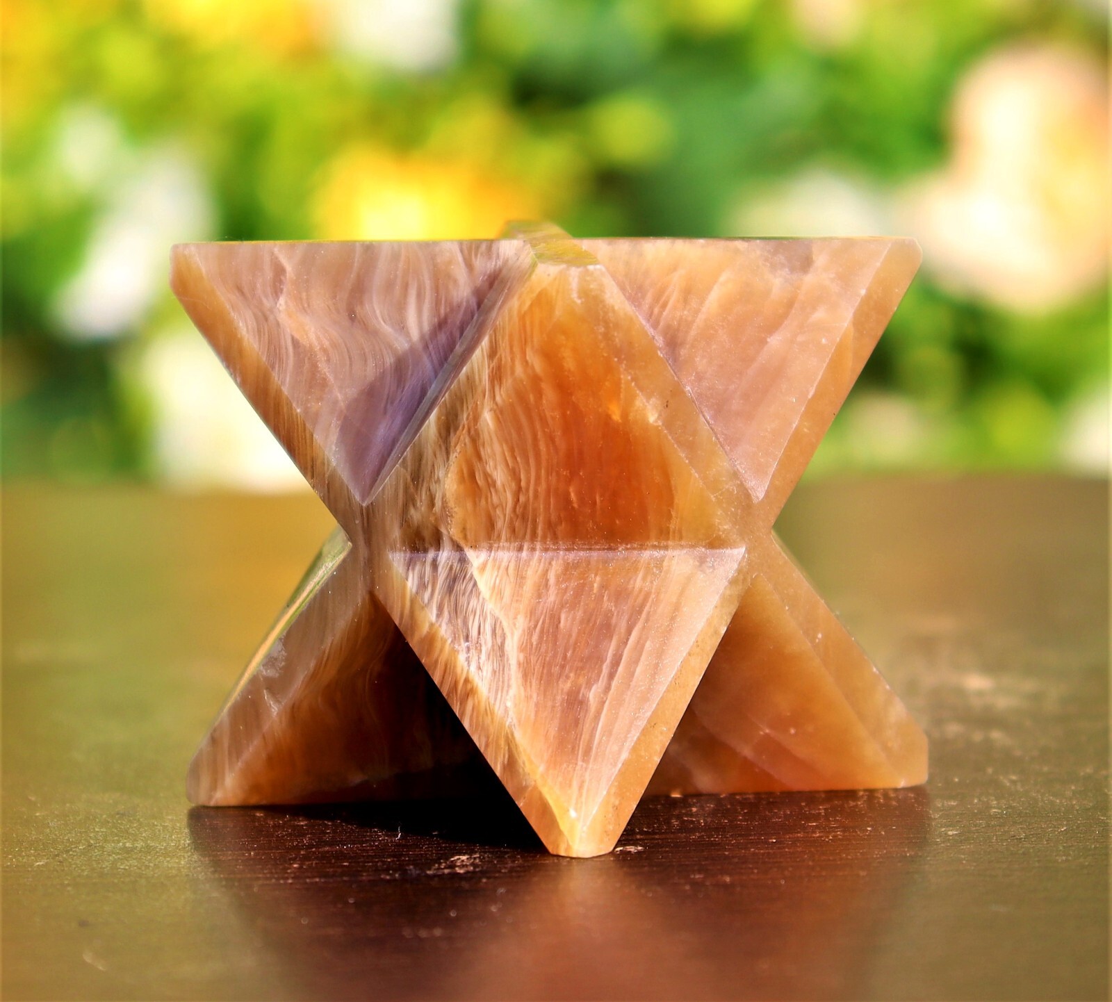 70MM Yellow Banded Mexican Calcite Crystal Star Energy Gemstone Healing ...