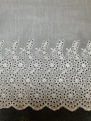 FIGUE Upcycled/Recovered Wide Dress Border, Micro-Eyelet, Cream, 8 ...