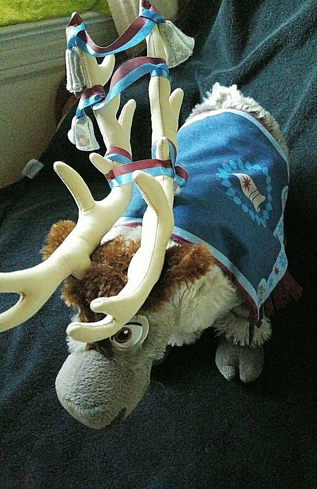 Disney Plush Sven The Reindeer 16" Long FROZEN Sewn Eyes wearing ...