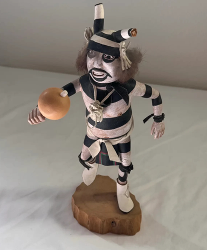 Hopi Koshare Clown Kachina Doll by Grover Late 20th Century Hand-Carved ...