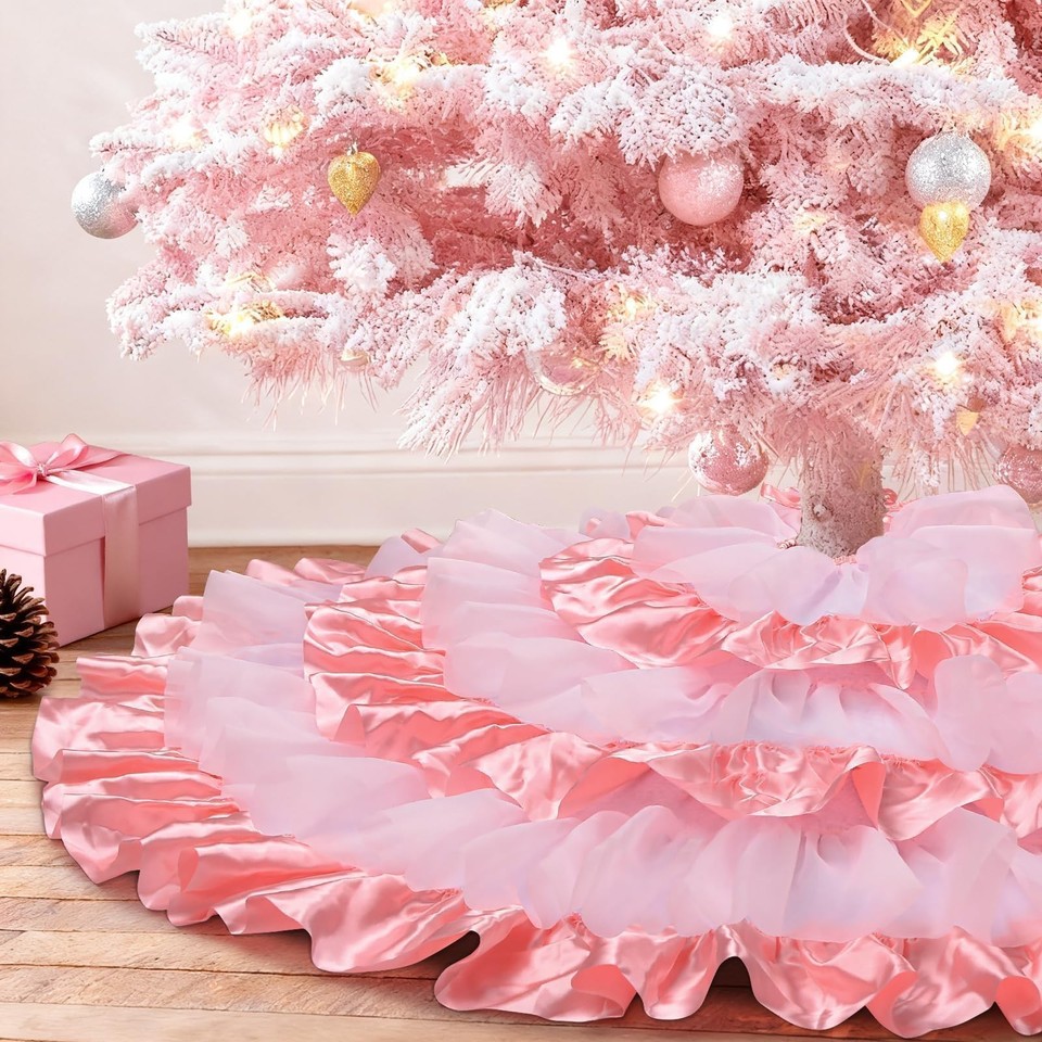 Blush Pink and White Candy Christmas Tree Skirt 48 Inch, Pastel ...
