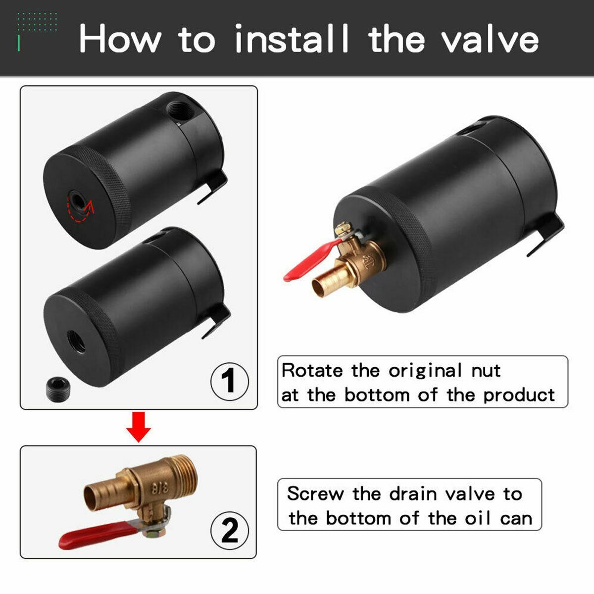 2-Port Aluminum Oil Catch Can Tank Reservoir w/Drain Valve&Breather ...