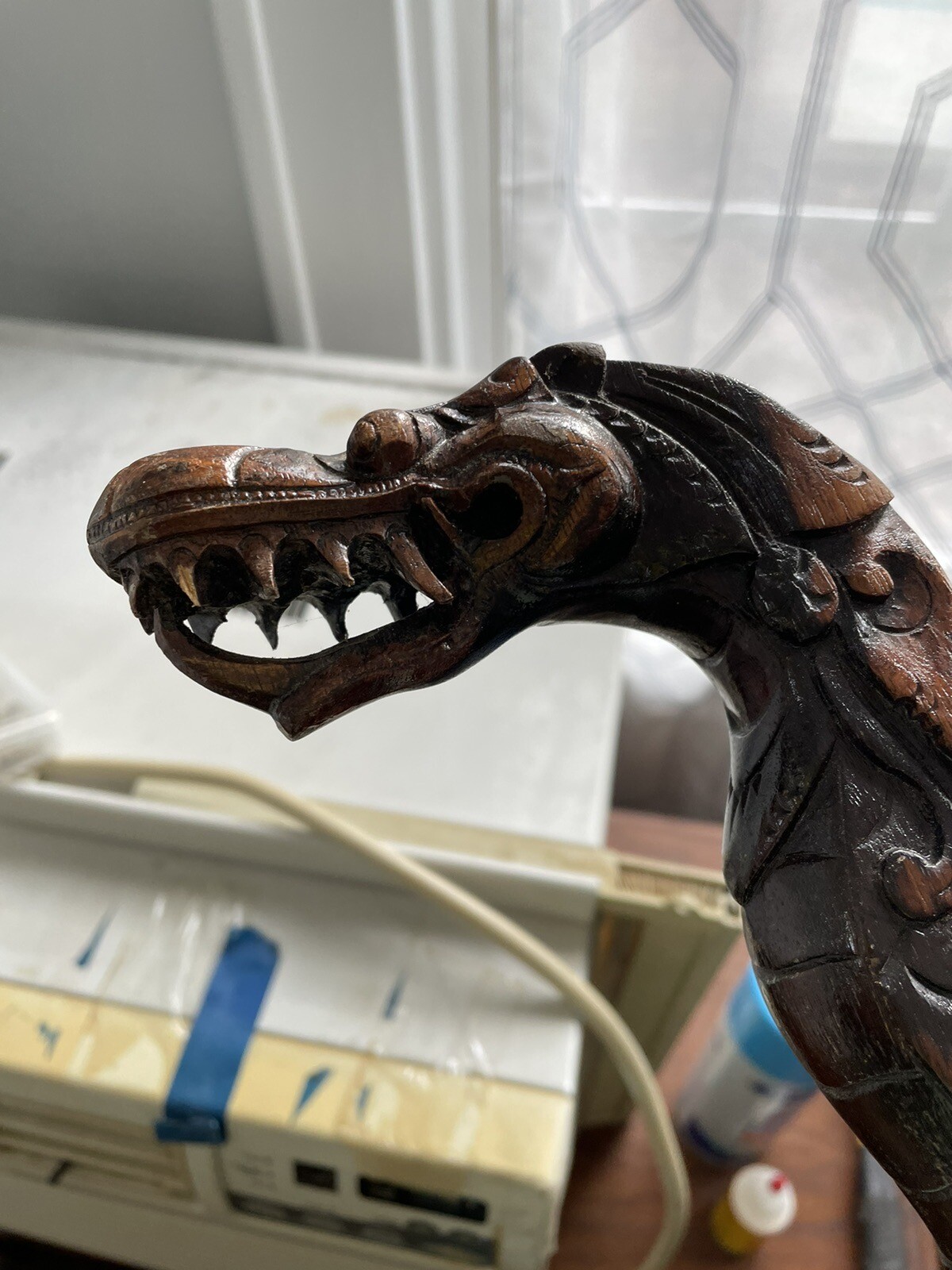 Hand Carved Dragon wooden Walking Stick Unisex. All O… - Gem