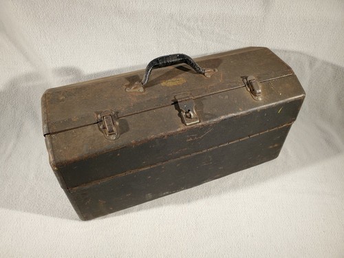 Vintage Grip-Loc Brown Metal Tackle / Tool Box Walton Products Made in ...