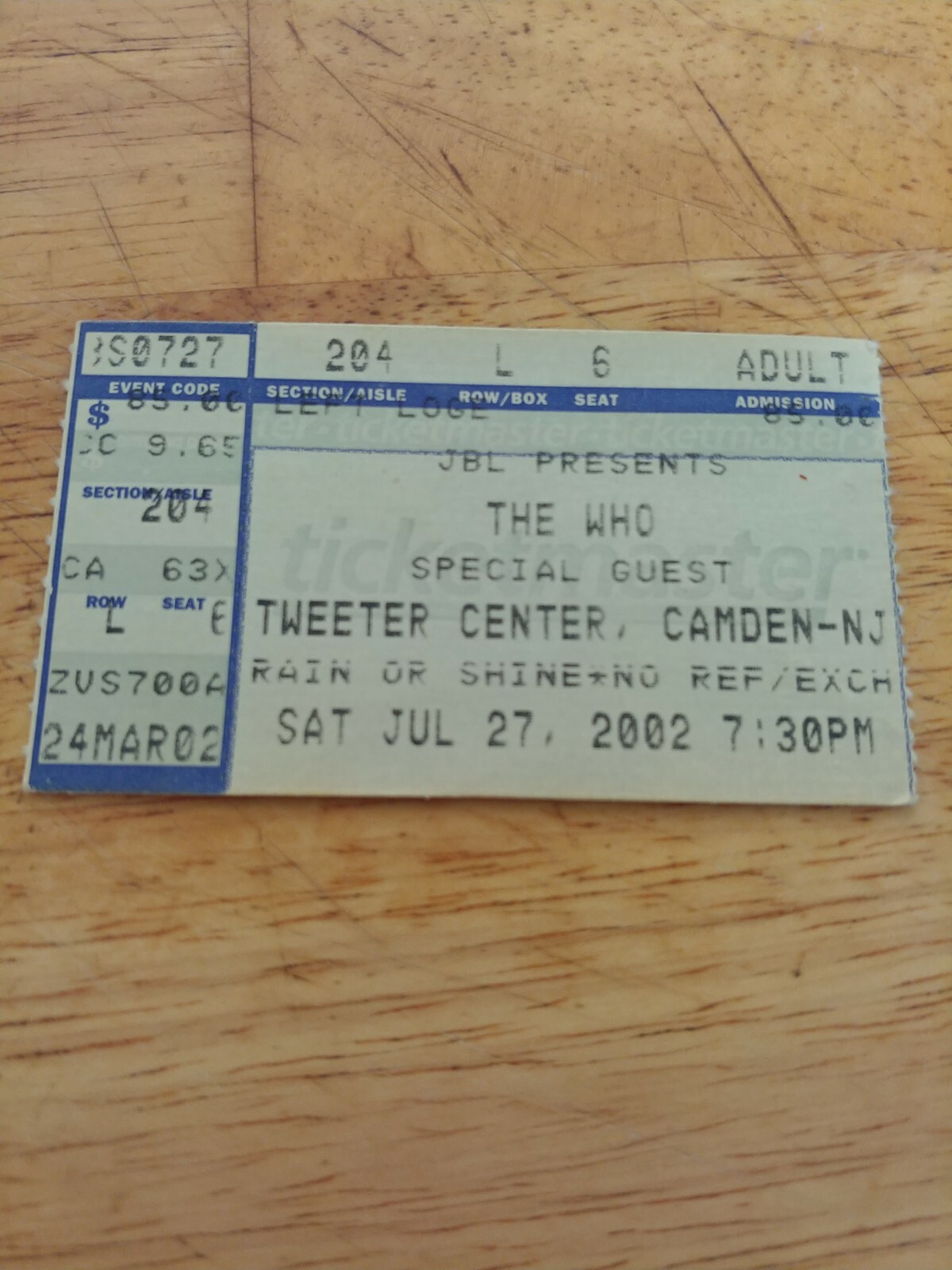 The who ticket stub from 2002 concert Camden New jersey | eBay