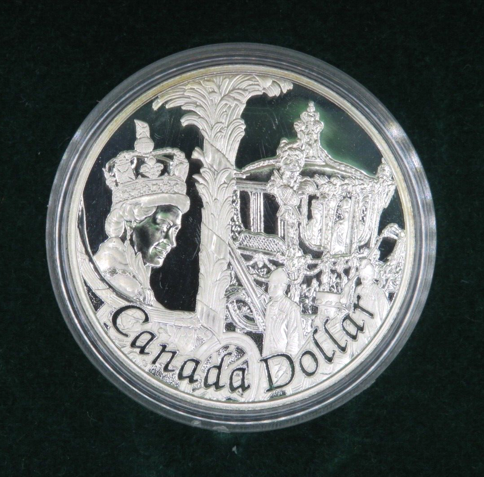 2002 Canada Proof Silver Dollar Coin, Elizabeth II Golden Jubilee, RCM ...
