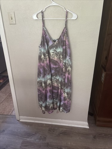Torrid Plus Size 1 Purple Blue Multi Tropical Palm Print Midi Dress ...
