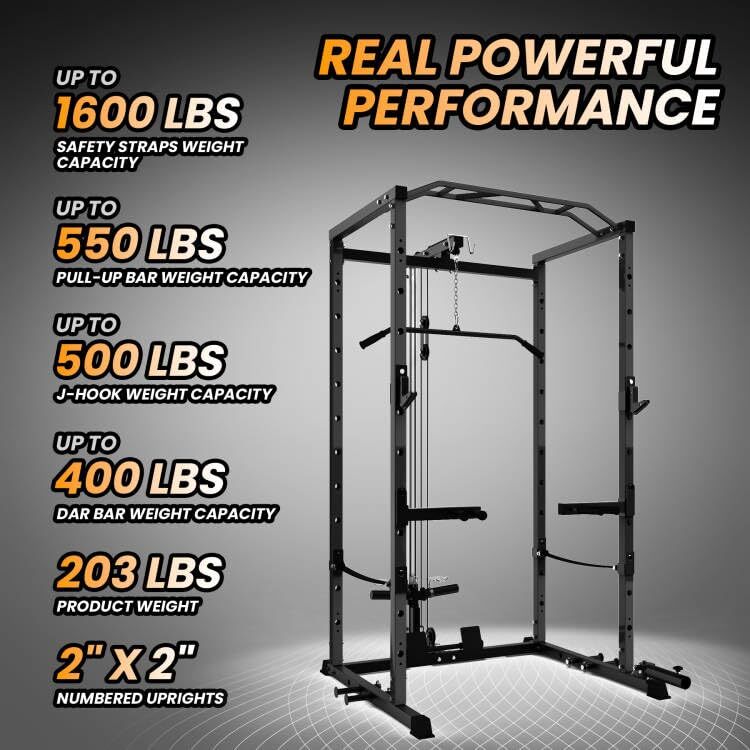 Power Cage Power Rack & Pulley System, Squat Rack Weight Cage Exercise ...