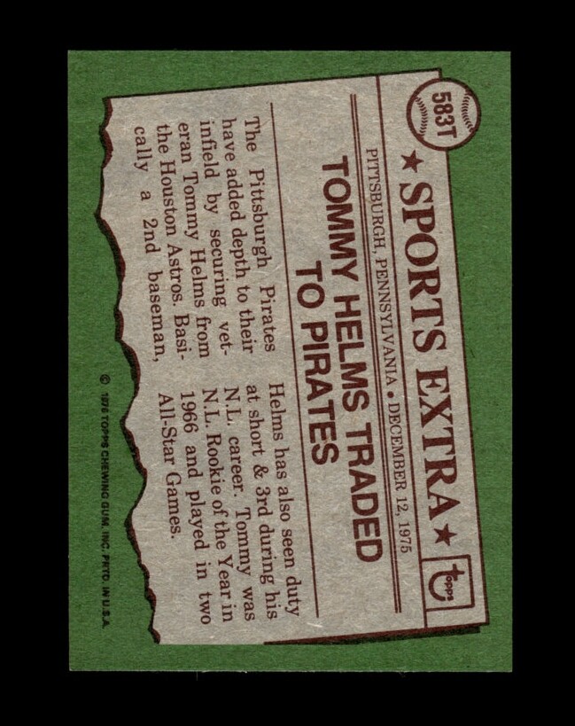 1976 Topps Traded Set-Break #583T Tommy Helms NM-MT OR BETTER *GMCARDS ...