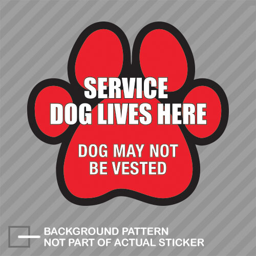 Service Dog Lives Here Sticker Decal Vinyl canine paw print emotional ...