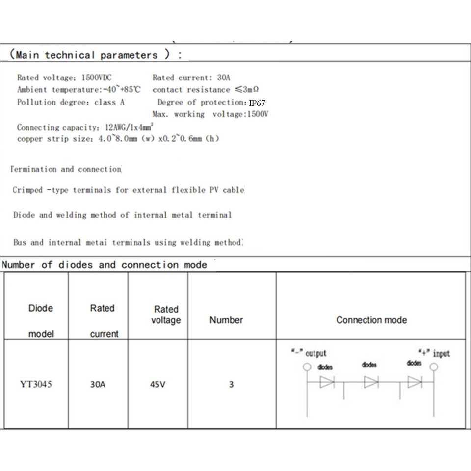 Solar Panel 3-split Junction Box 1500V/30A Photovoltaic Connector ...