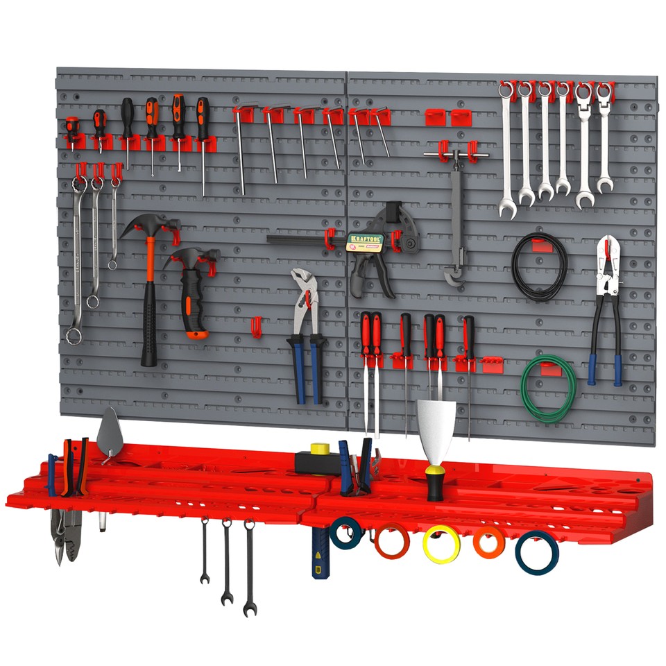 54 Piece Hanging Panel Tool Organization Rack for Garage Wall, 50 Hooks ...