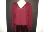 ECI New York Sweater Size S Small Burgundy Crocheted Trim Long Sleeves ...