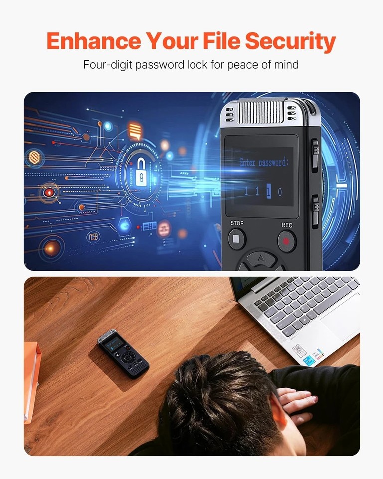 Digital Voice Recorder, 128GB, Voice Activated Recorder with Playback ...