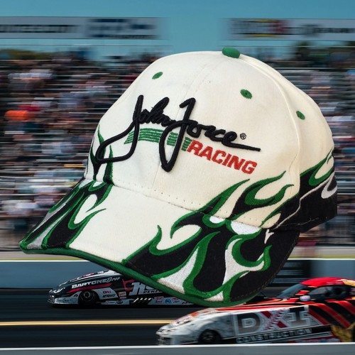 John Force Racing Hat Baseball Cap NHRA Powerade Drag Green Flames | eBay
