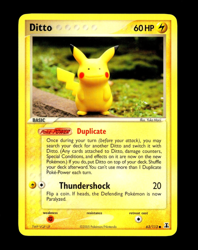 2005 Pokemon DITTO PIKACHU Ex Delta Species NON HOLO Set Card 63/113 ...
