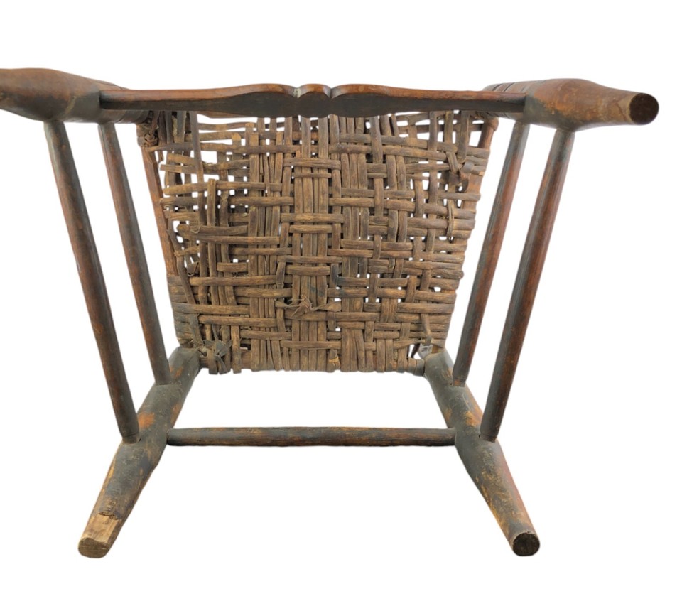 Primitive Antique Ladderback Splint Weave Seat Poynor Side Chair | eBay
