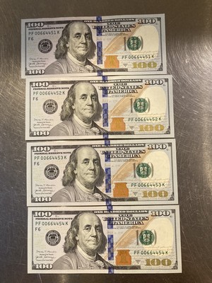 100 DOLLAR BILL SERIAL NUMBER 00664451 -54 REPEATER FANCY SERIAL NUMBER ...