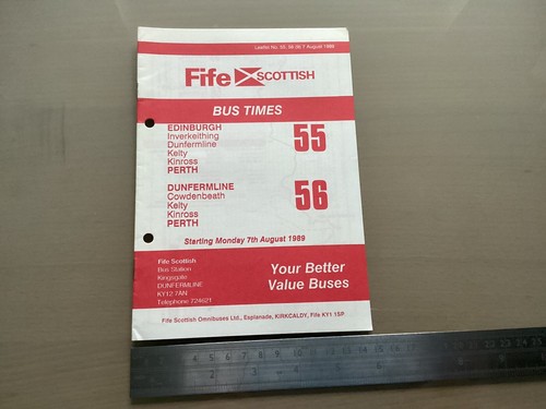Fife Scottish Bus Group Route 55 56 Timetable August 1989 Edinburgh ...